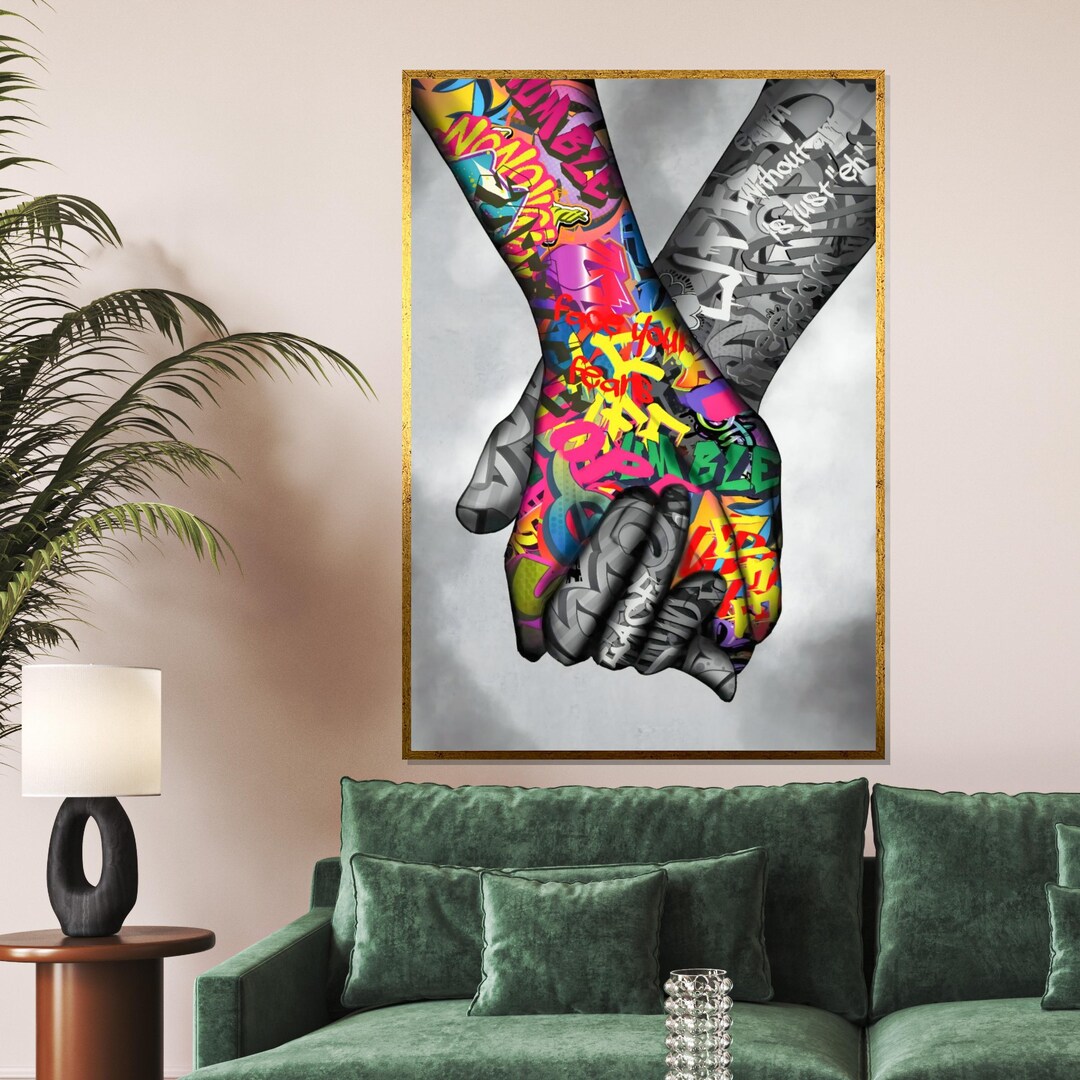Graffiti Unity Hands, Colorful Graffiti Canvas, Urban Art, Wall Art ...