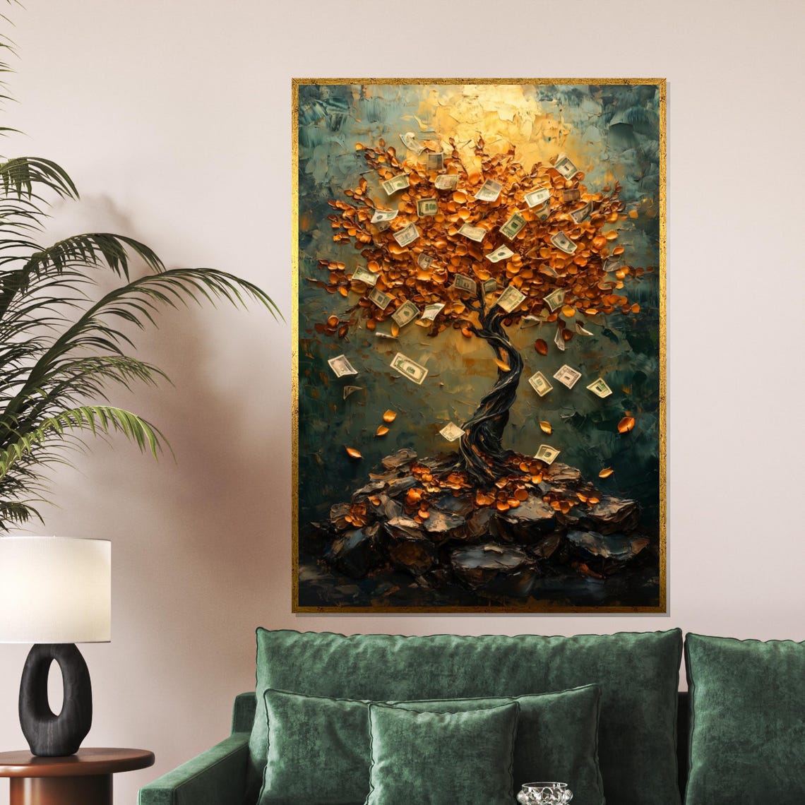 Money Tree Canvas, Prosperity Tree Art, Financial Wall Art, Abstract ...