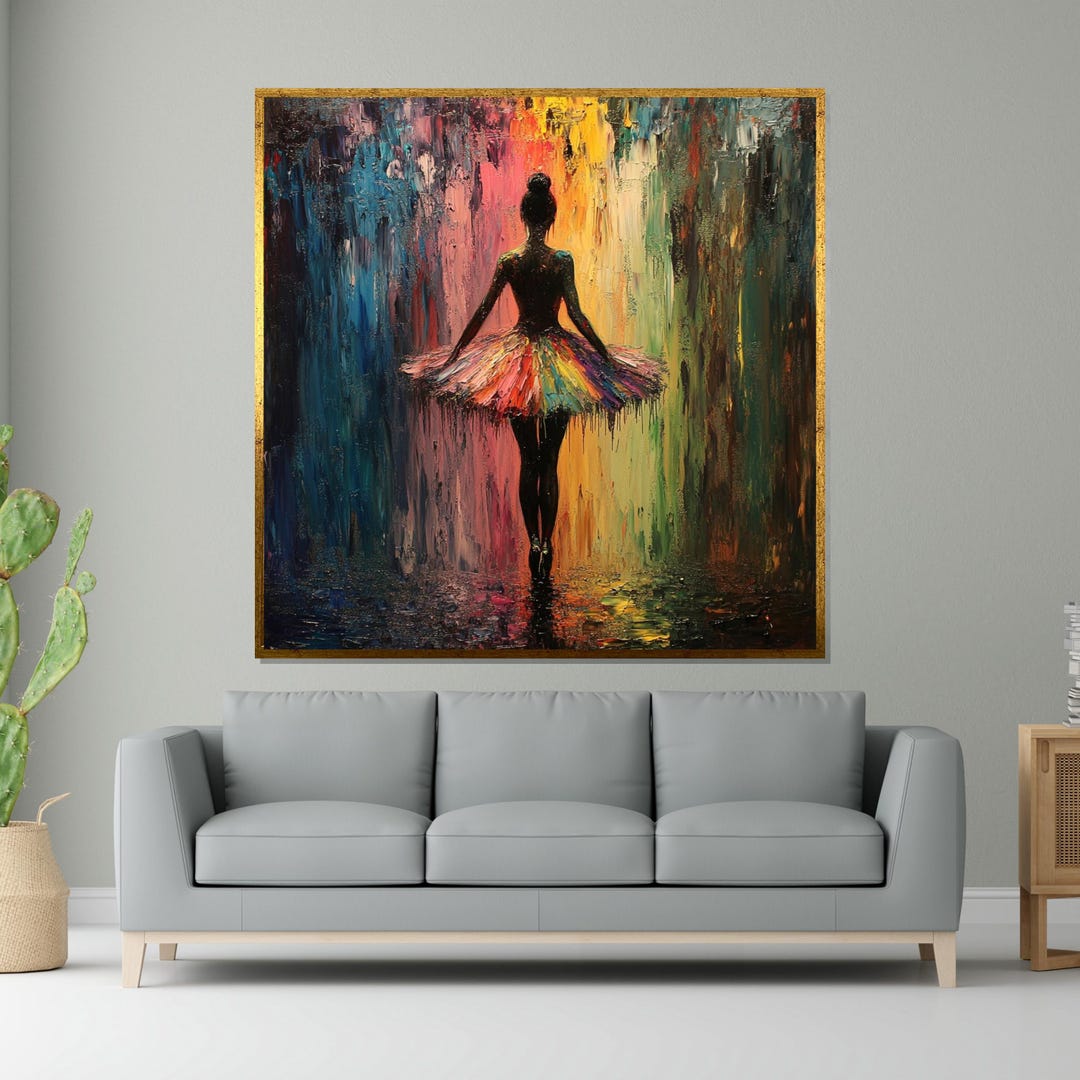 Colorful Ballerina Canvas, Ballet Wall Art, Multicolor Dance Print ...
