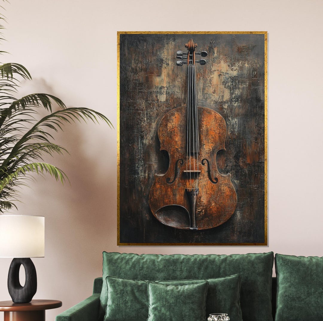 Rustic Violin Canvas, Musical Instrument Wall Art, Violin Art Print ...