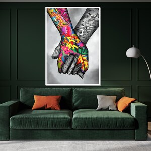 Graffiti Unity Hands, Colorful Graffiti Canvas, Urban Art, Wall Art ...