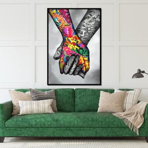 Graffiti Unity Hands, Colorful Graffiti Canvas, Urban Art, Wall Art ...