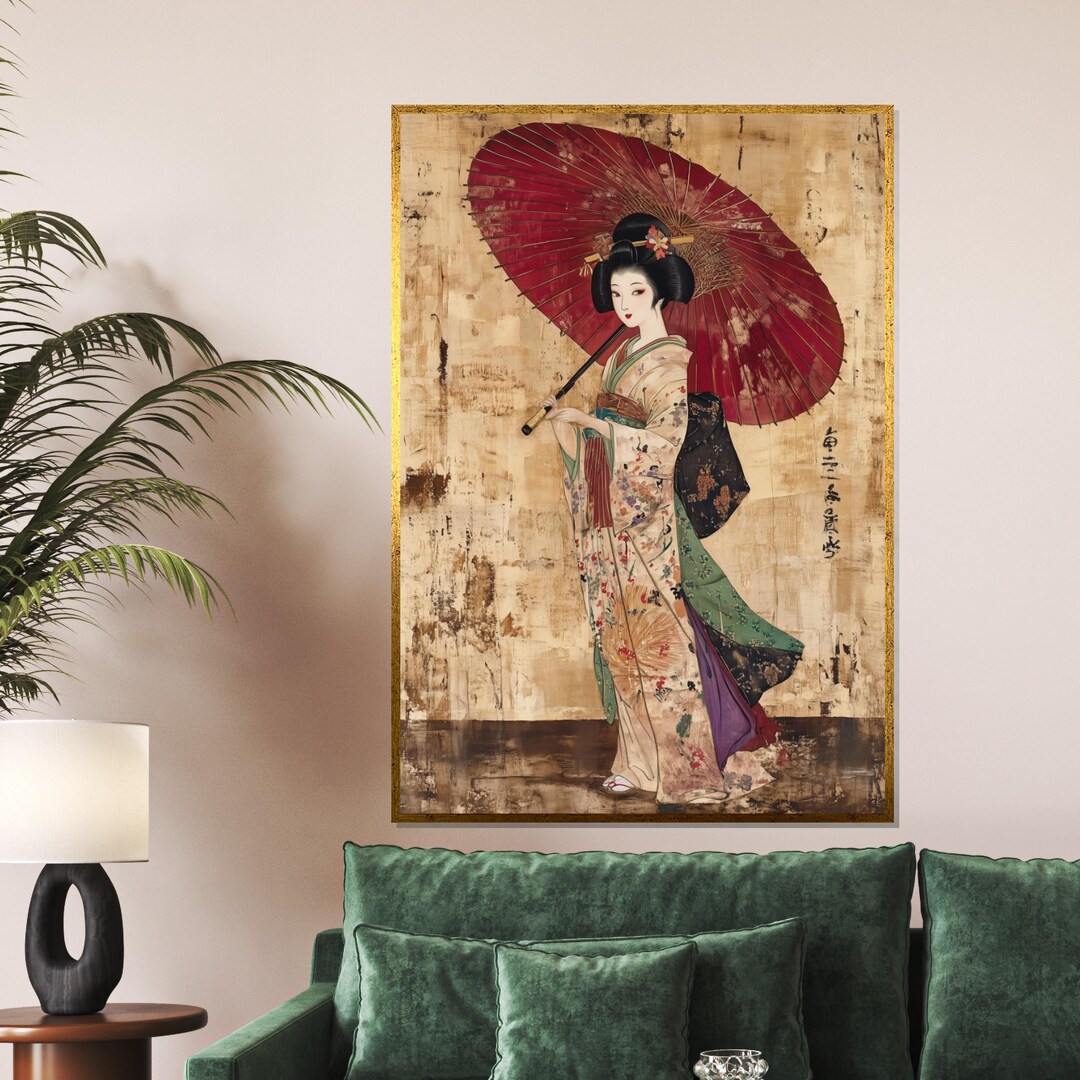 Geisha Umbrella Canvas, Traditional Art, Japanese Wall Art, Ethnic ...