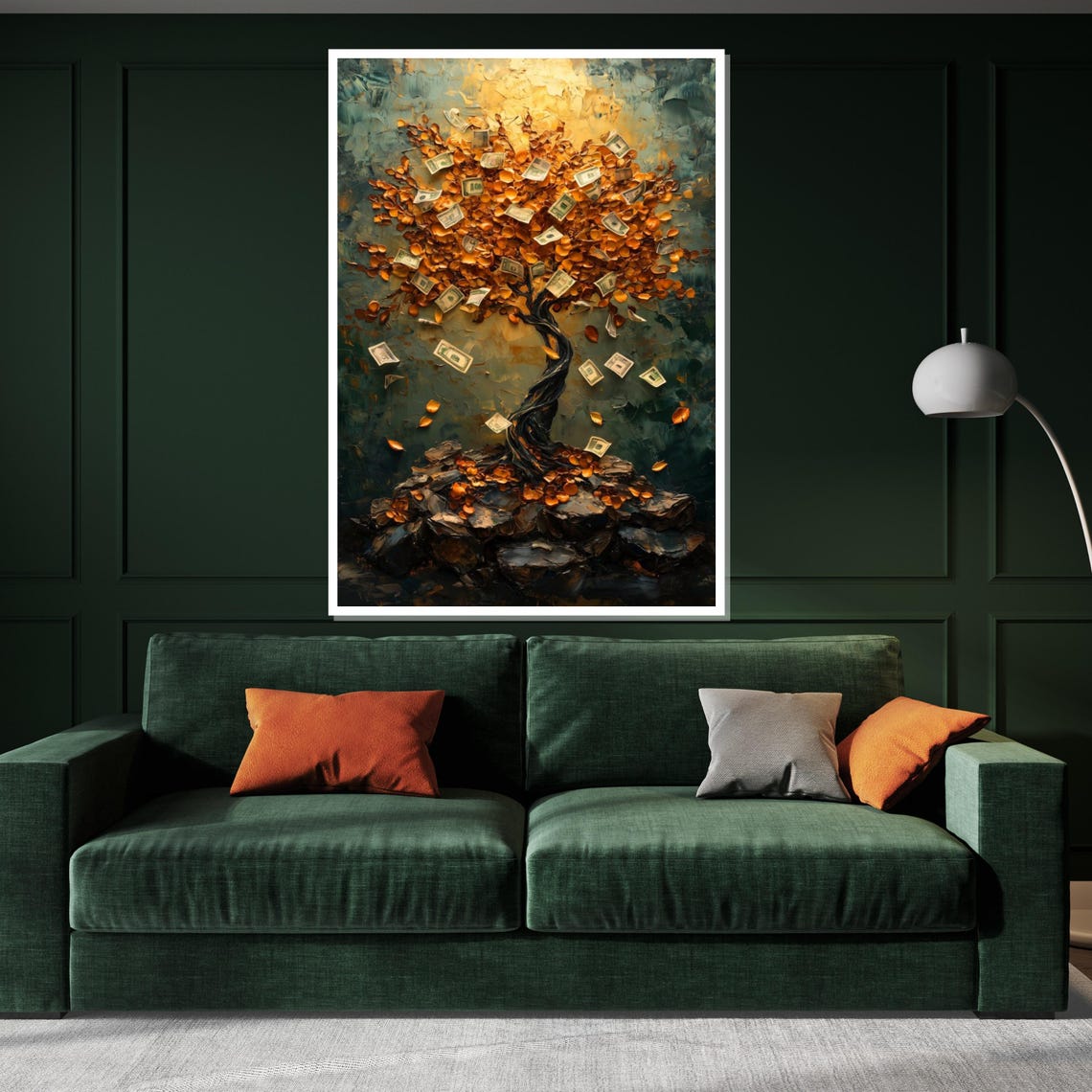 Money Tree Canvas, Prosperity Tree Art, Financial Wall Art, Abstract ...