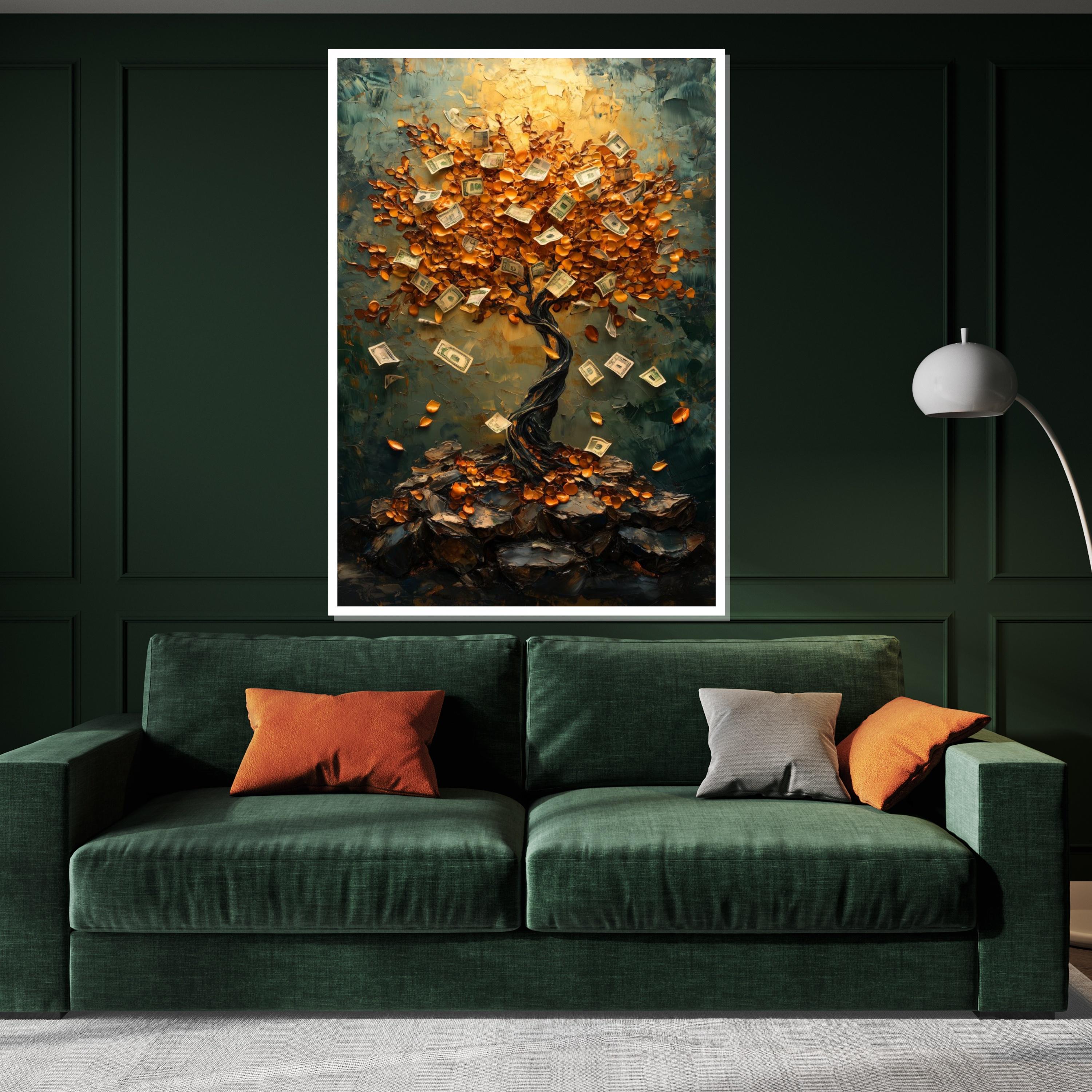 Money Tree Canvas, Prosperity Tree Art, Financial Wall Art, Abstract ...