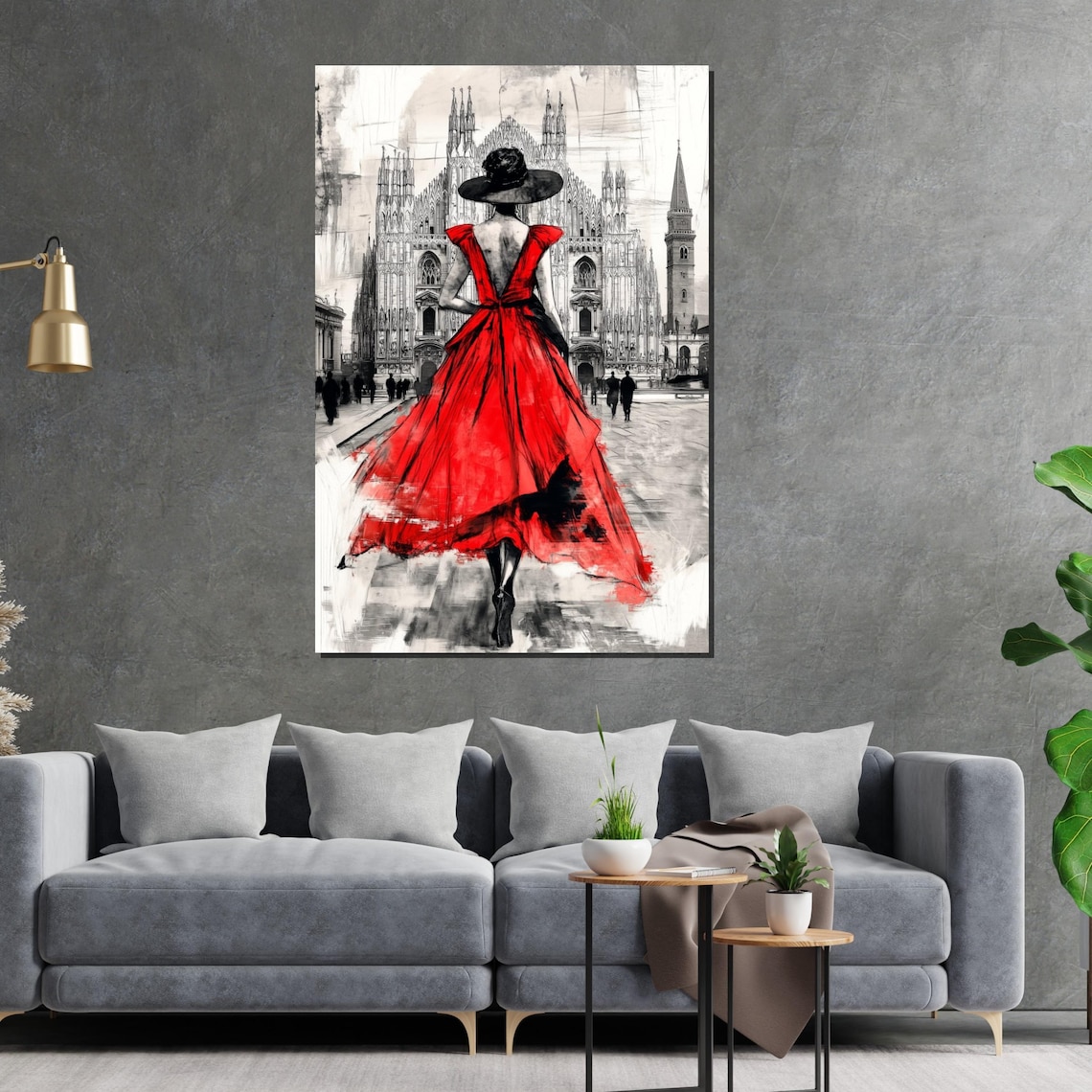 Elegant Red Dress, Urban Canvas, Fashion Art, Lady in Red Wall Art ...