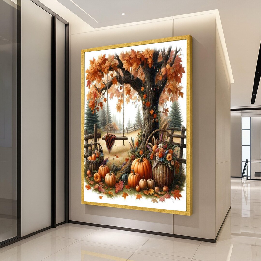 Autumn Harvest Canvas Print – Fall Wall Art With Pumpkins, Rustic Wall ...