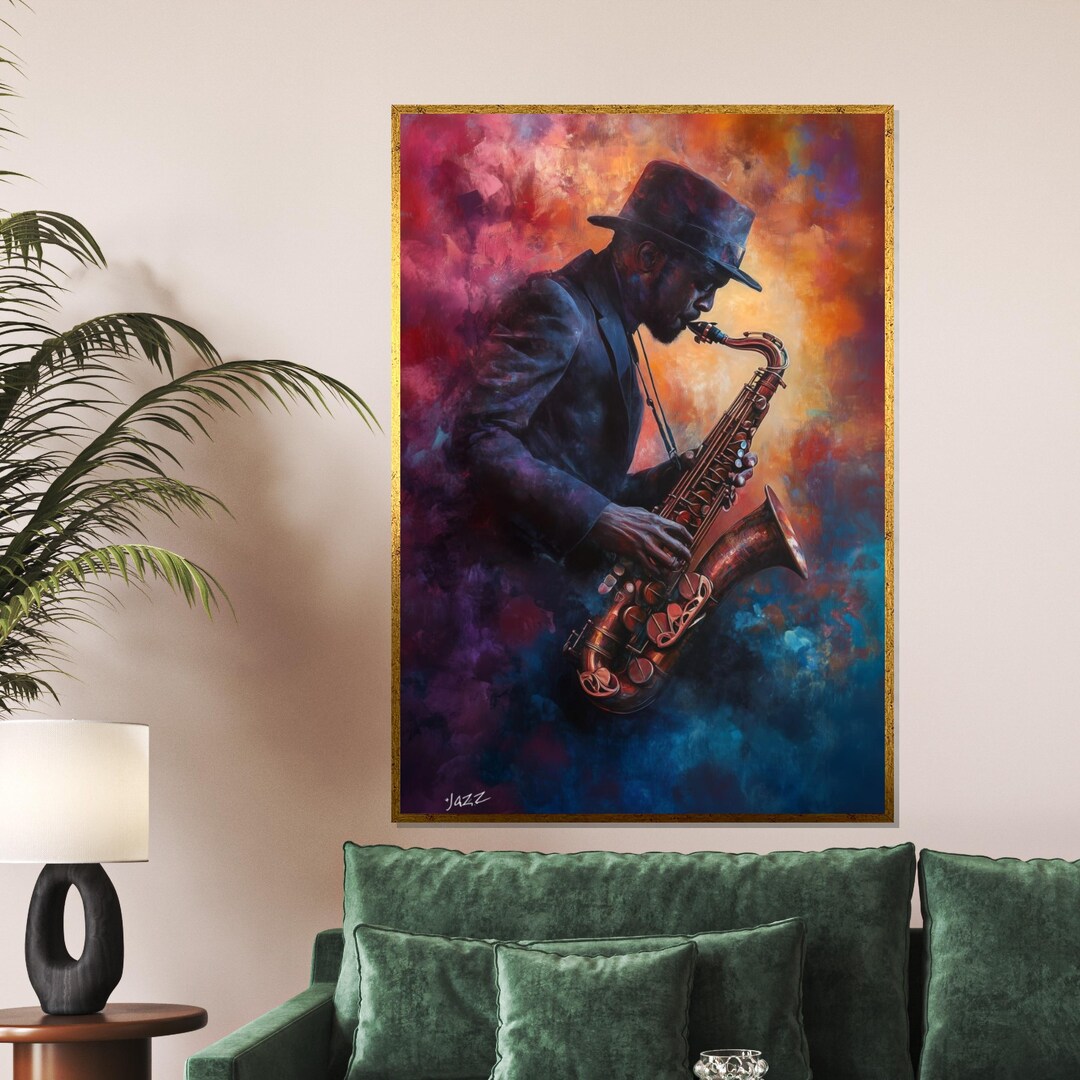 Saxophone Jazz Canvas, Sax Player Wall Art, Musician Canvas Art, Wall ...