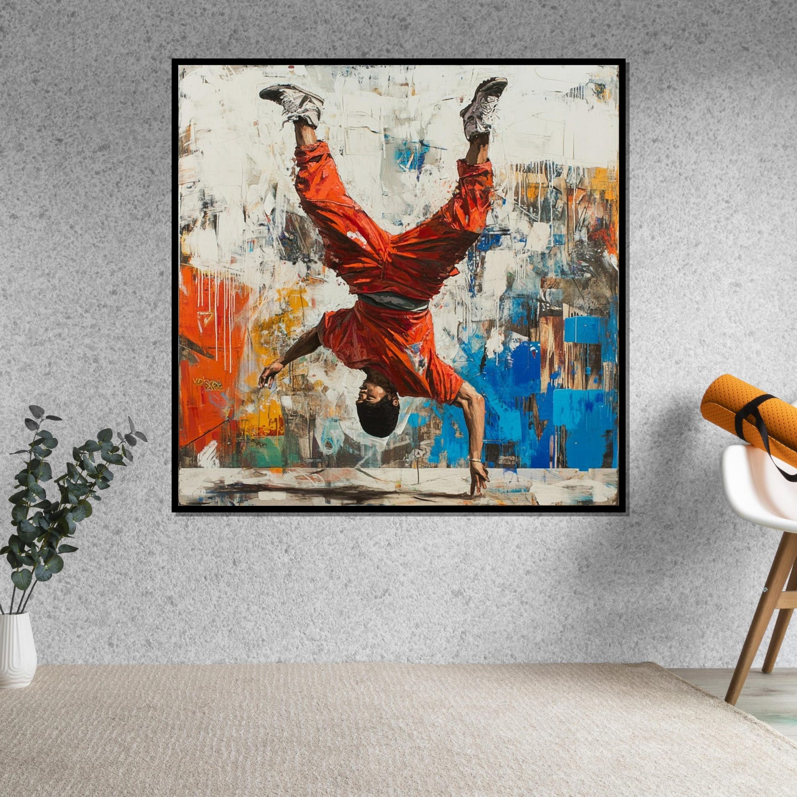 Breakdancer Canvas, Urban Dance Art, Colorful Street Art, Hip Hop Wall ...