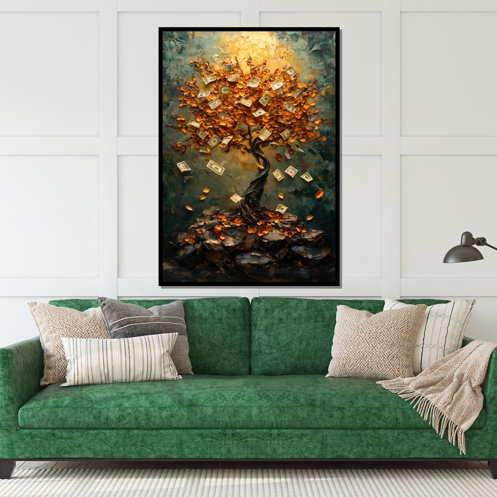 Money Tree Canvas, Prosperity Tree Art, Financial Wall Art, Abstract ...