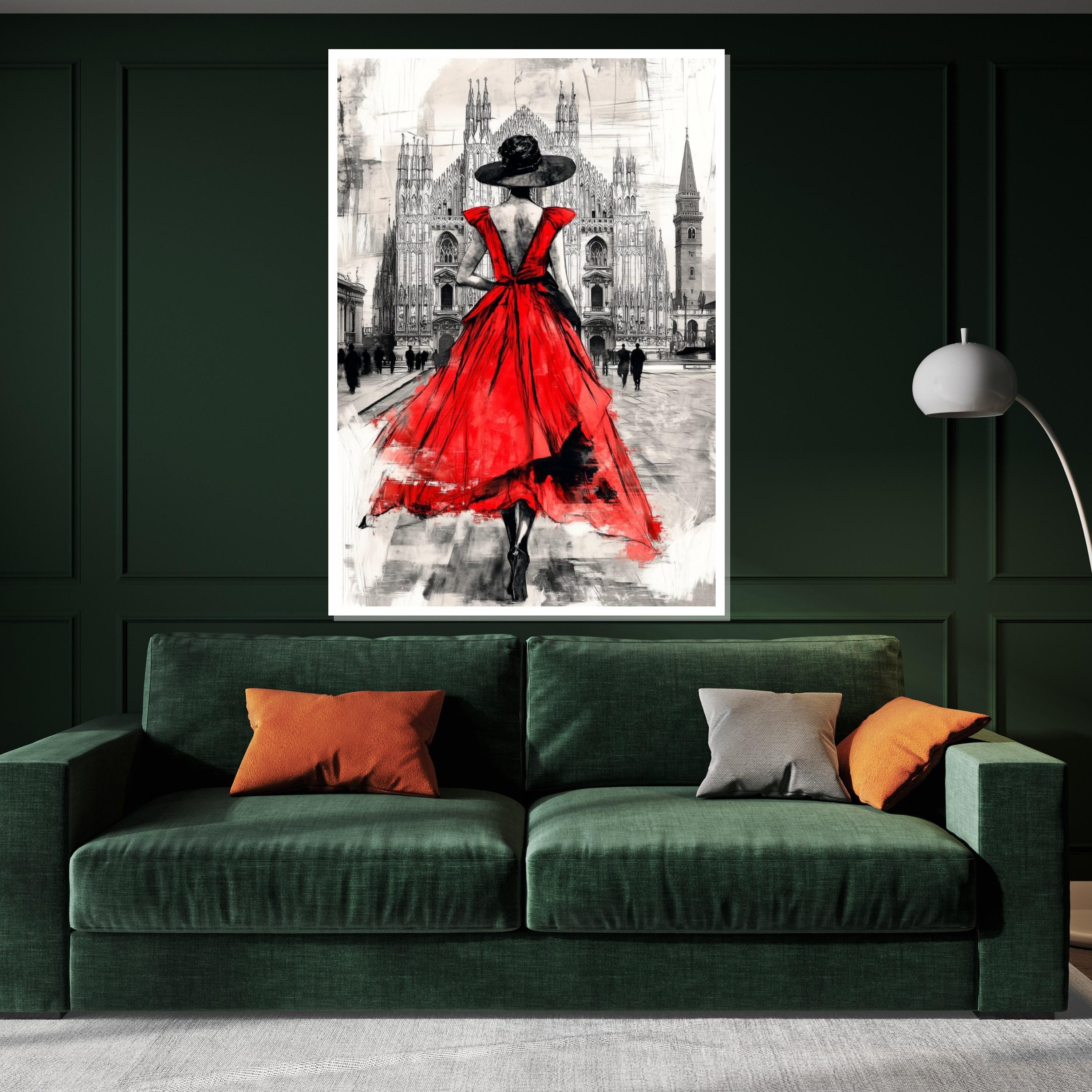 Elegant Red Dress, Urban Canvas, Fashion Art, Lady in Red Wall Art ...