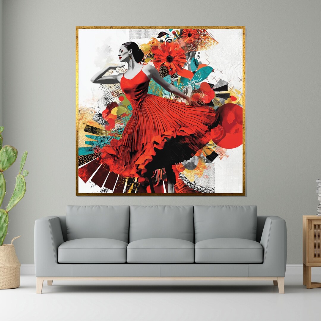 Dancer in Red Canvas, Abstract Dance Wall Art, Colorful Dance Poster ...