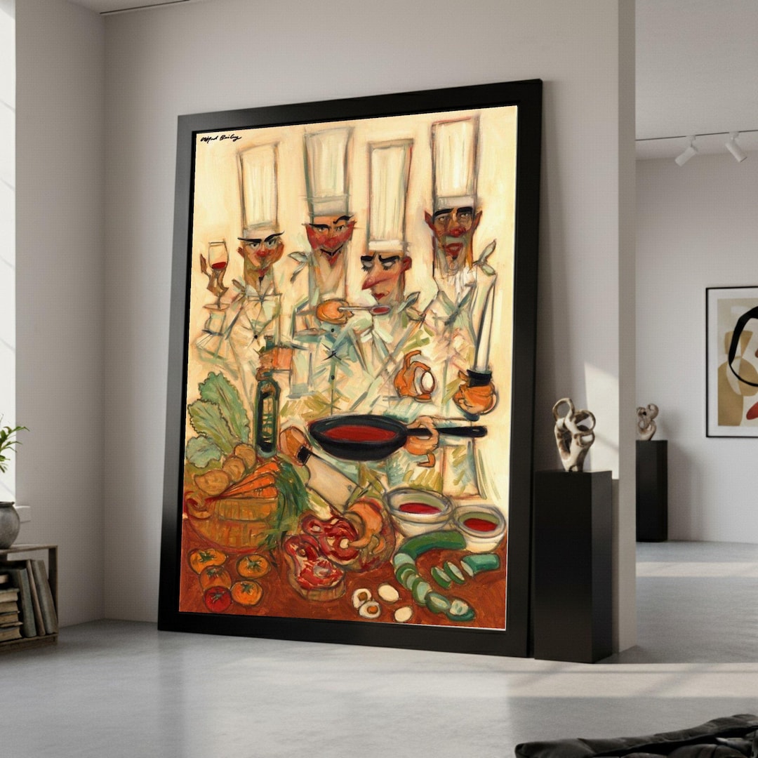 Whimsical Chef Gathering, Culinary Canvas Art, Kitchen Wall Decoration ...