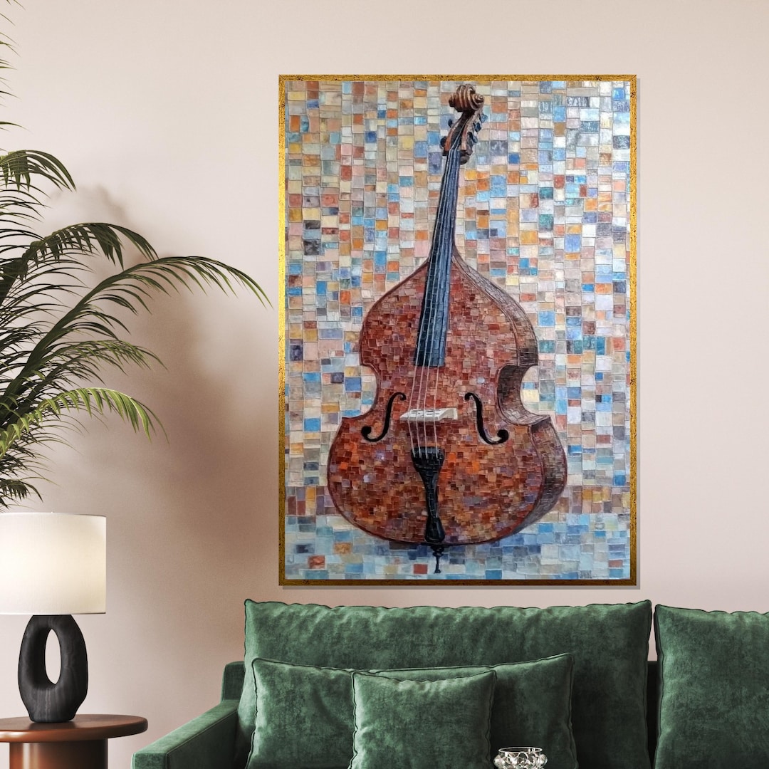 Colorful Cello Canvas, Mosaic Instrument Art, Music Wall Decor, Cello ...
