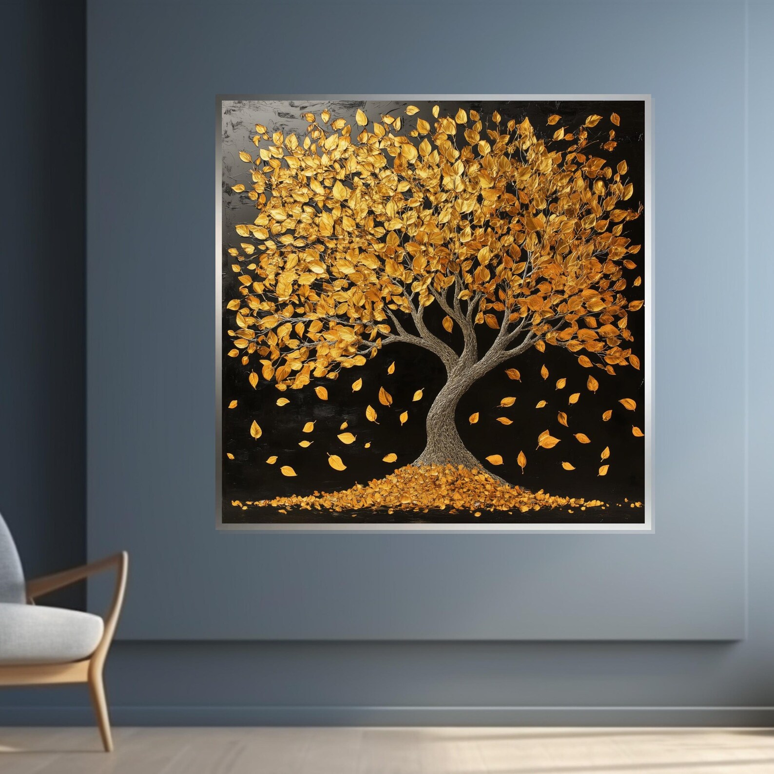 Golden Tree Canvas, Autumn Leaves Wall Art, Nature Canvas Design, Fall ...