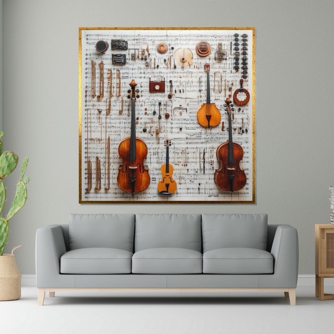 Musical Symphony Canvas, Instrument Art Print, Classical Music Wall Art ...