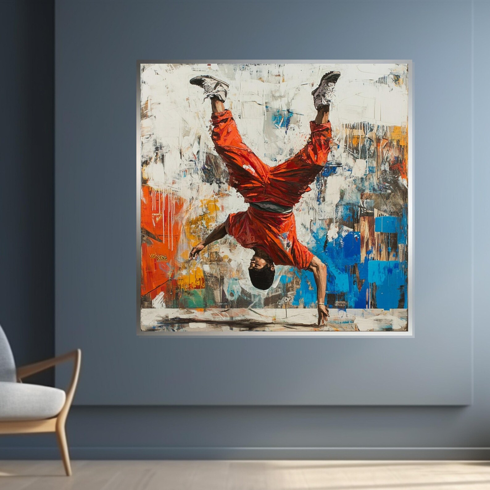 Breakdancer Canvas, Urban Dance Art, Colorful Street Art, Hip Hop Wall ...