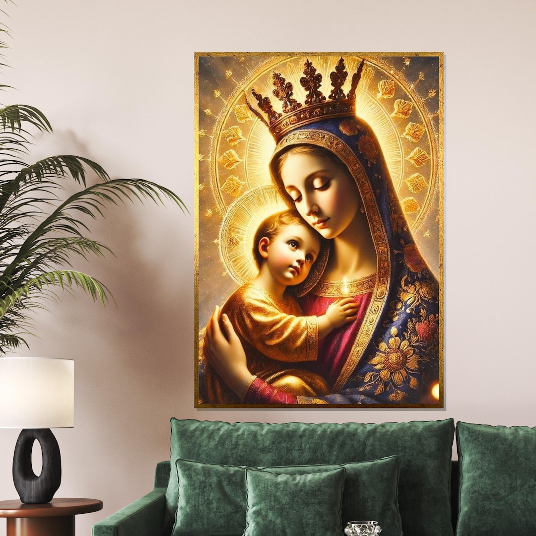 Holy Mother and Child Canvas, Religious Art, Divine Wall Art, Sacred ...
