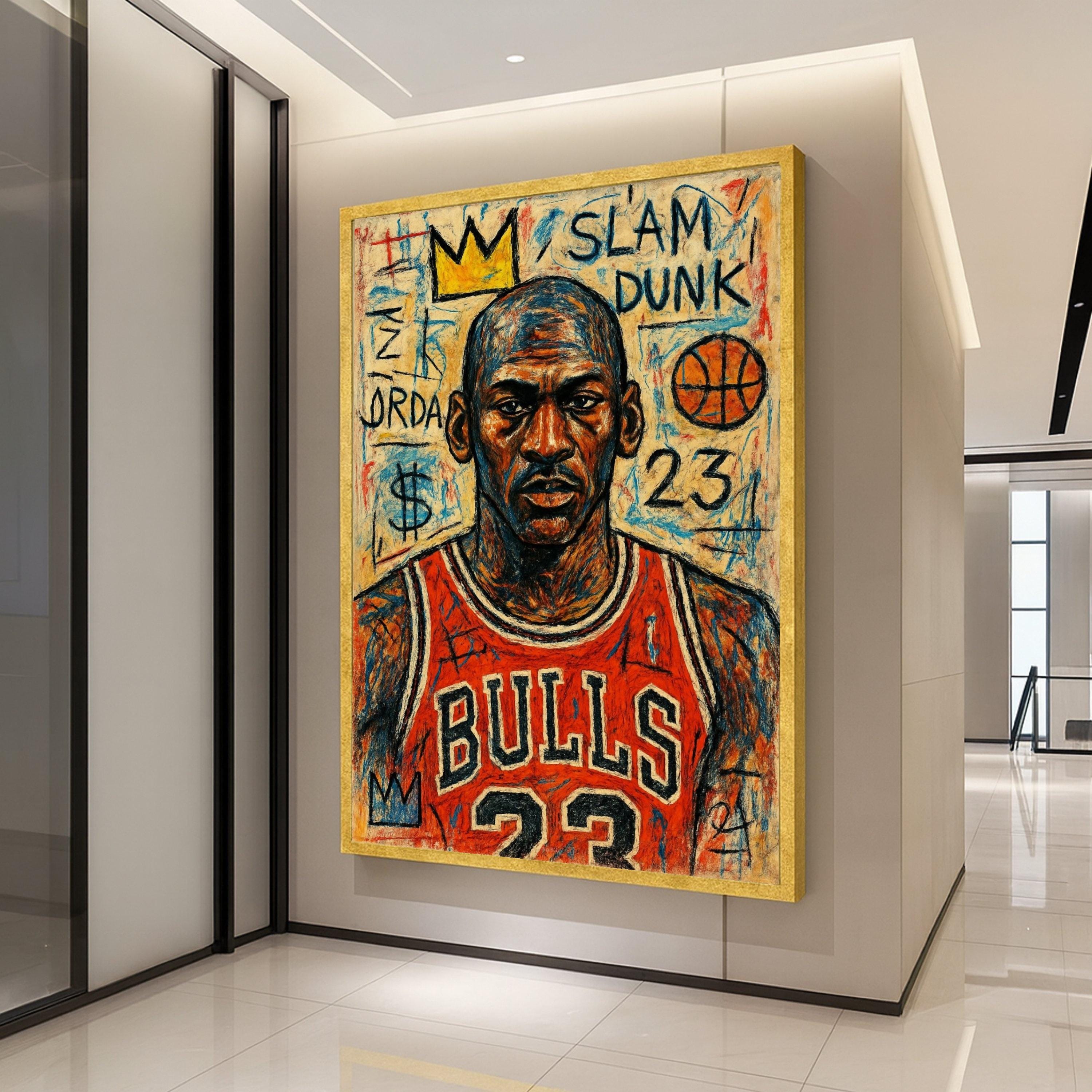 Michael Jordan Portrait Canvas Wall Art, Basketball Legend Painting ...