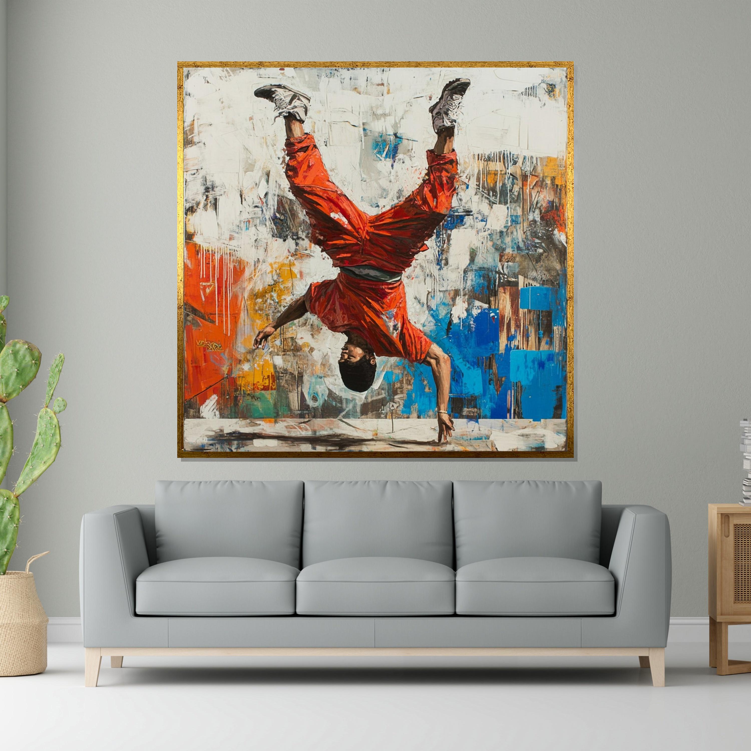 Breakdancer Canvas, Urban Dance Art, Colorful Street Art, Hip Hop Wall ...