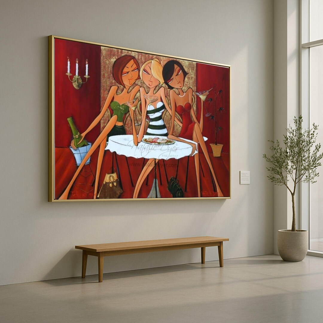 Elegant Ladies Night Out Canvas, Cocktail Party Wall Art, Modern ...
