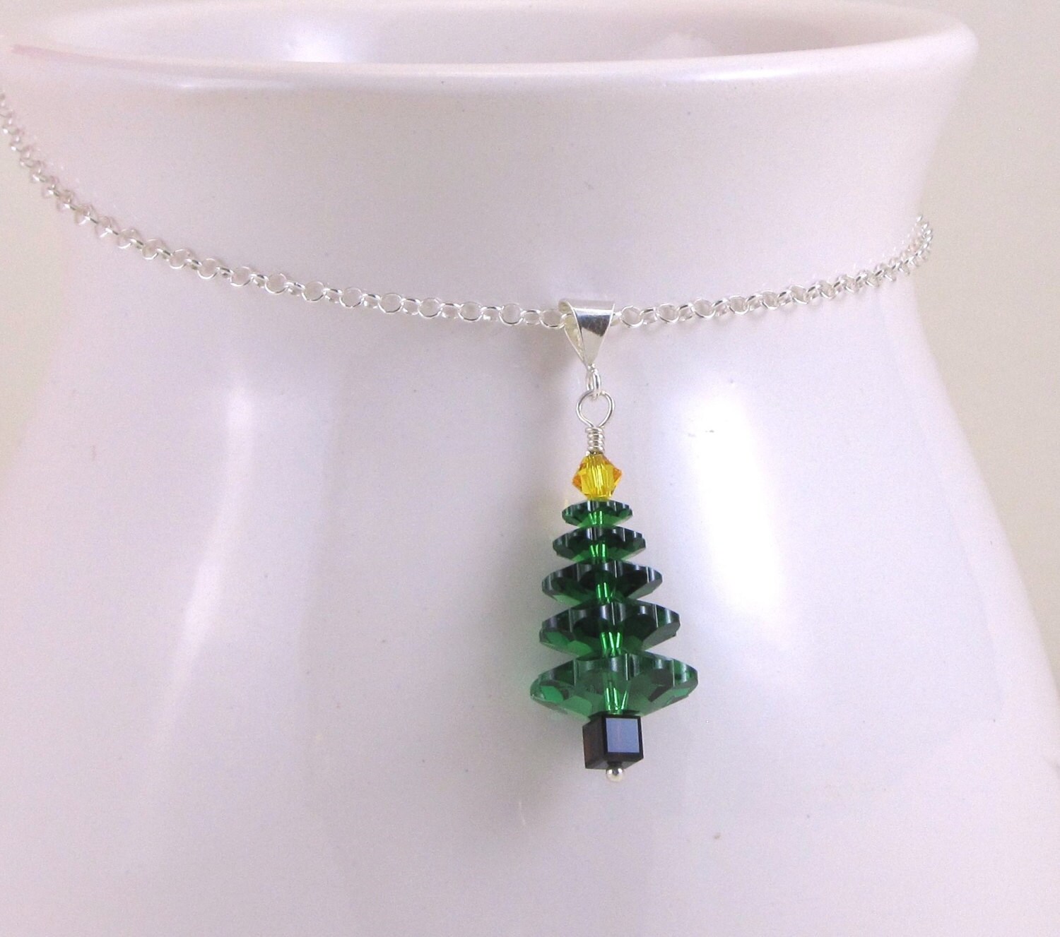 Crystal Christmas Tree Necklace Swarovski Crystal Sterling - Etsy UK