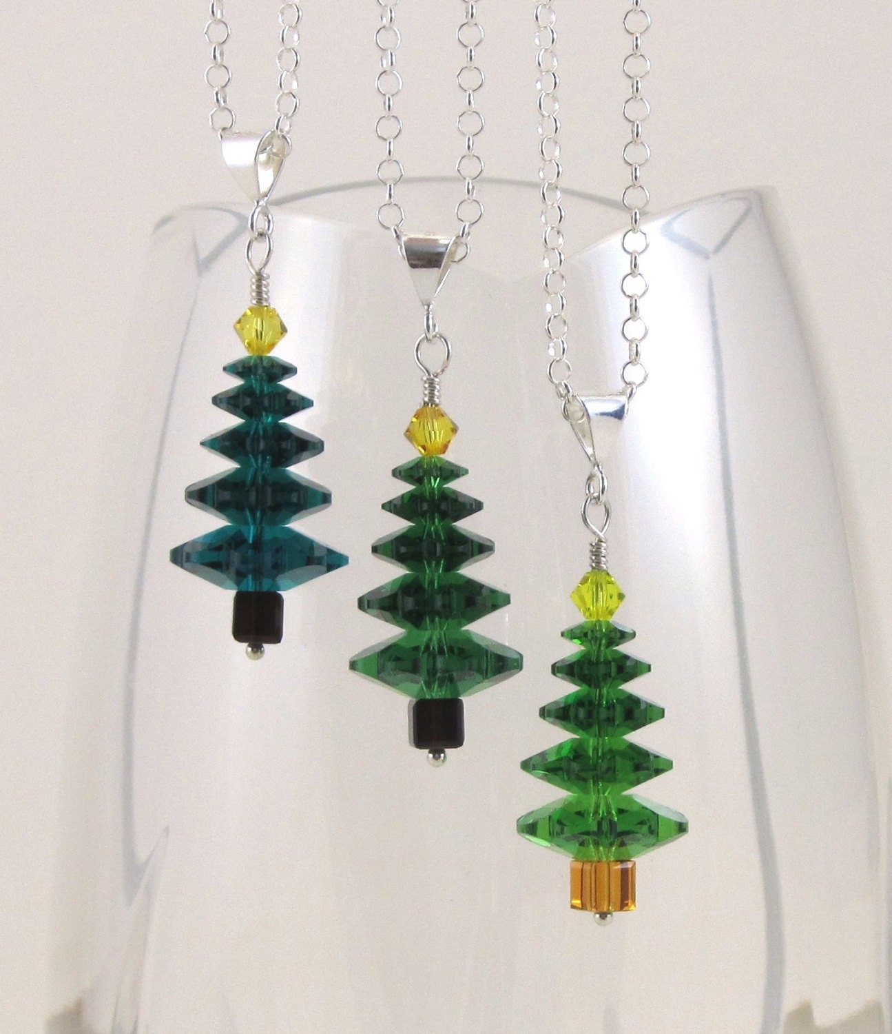 Crystal Christmas Tree Necklace Swarovski Crystal Sterling - Etsy UK