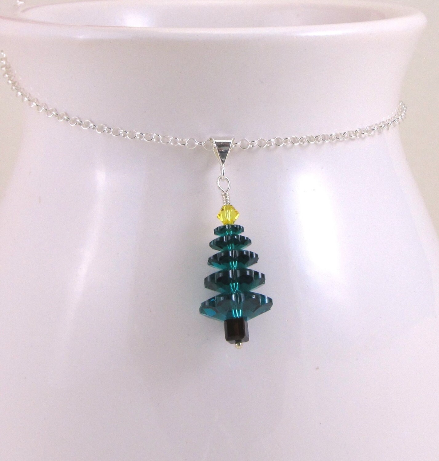 Crystal Christmas Tree Necklace Swarovski Crystal Sterling - Etsy UK