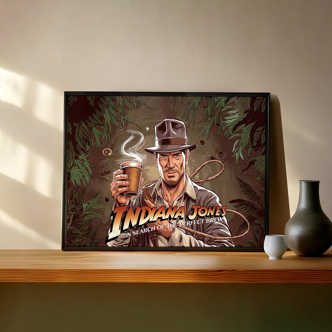 Indiana Jones Coffee Art Print: Vintage Jungle Explorer (digital ...