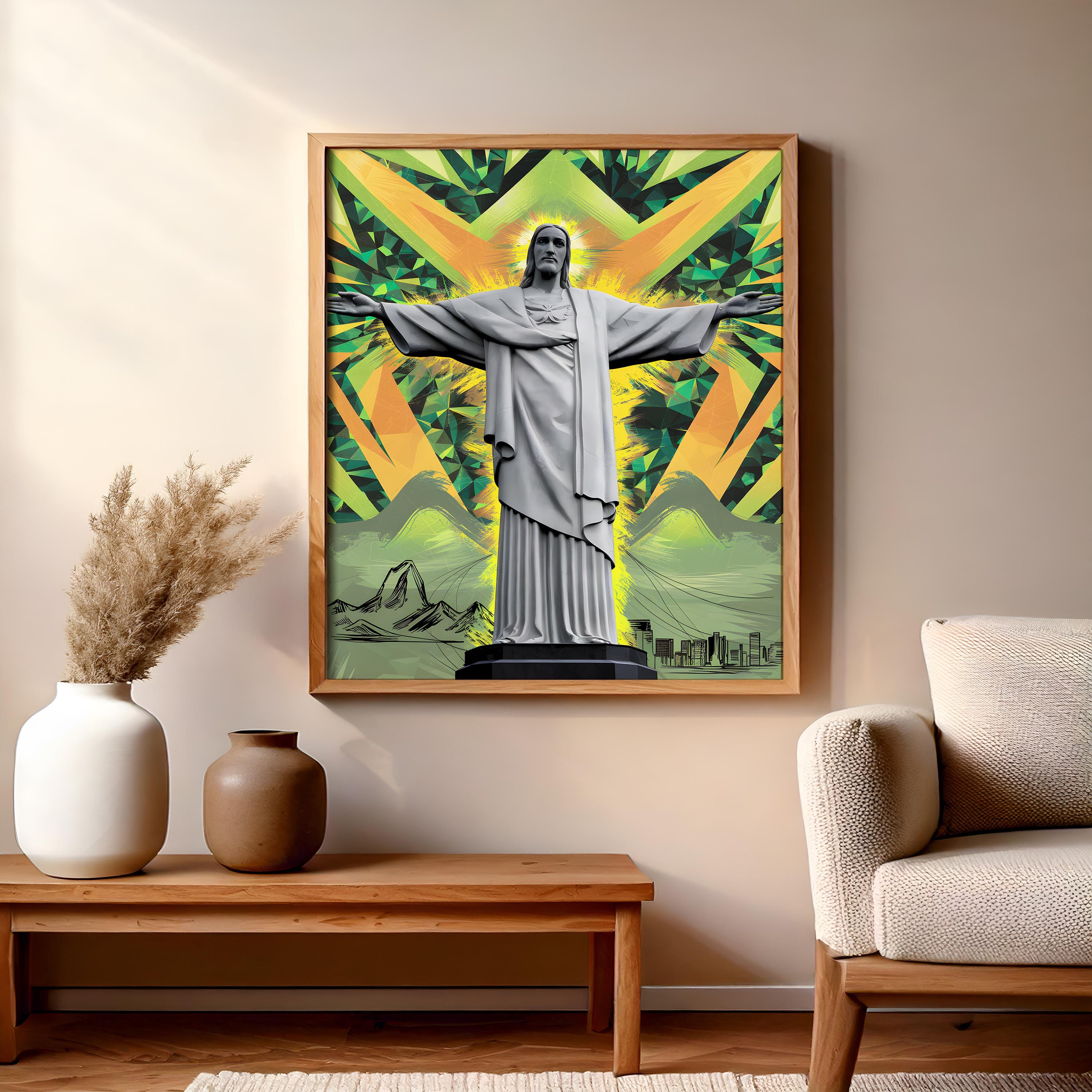 Christ the Redeemer Digital Wall Art - Abstract Brazil Poster - Rio De ...