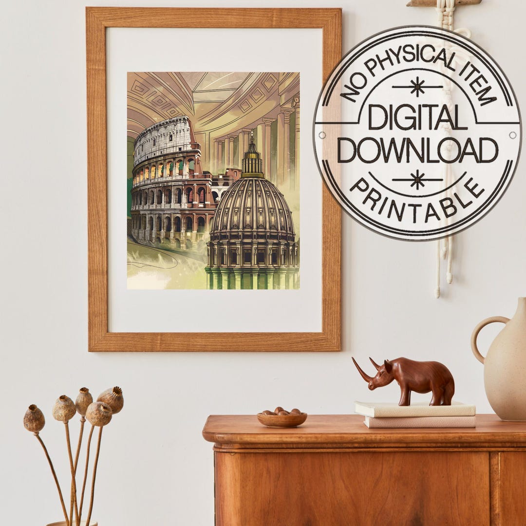 Digital Artwork of Rome's Colosseum & St. Peter’s Basilica Dome ...