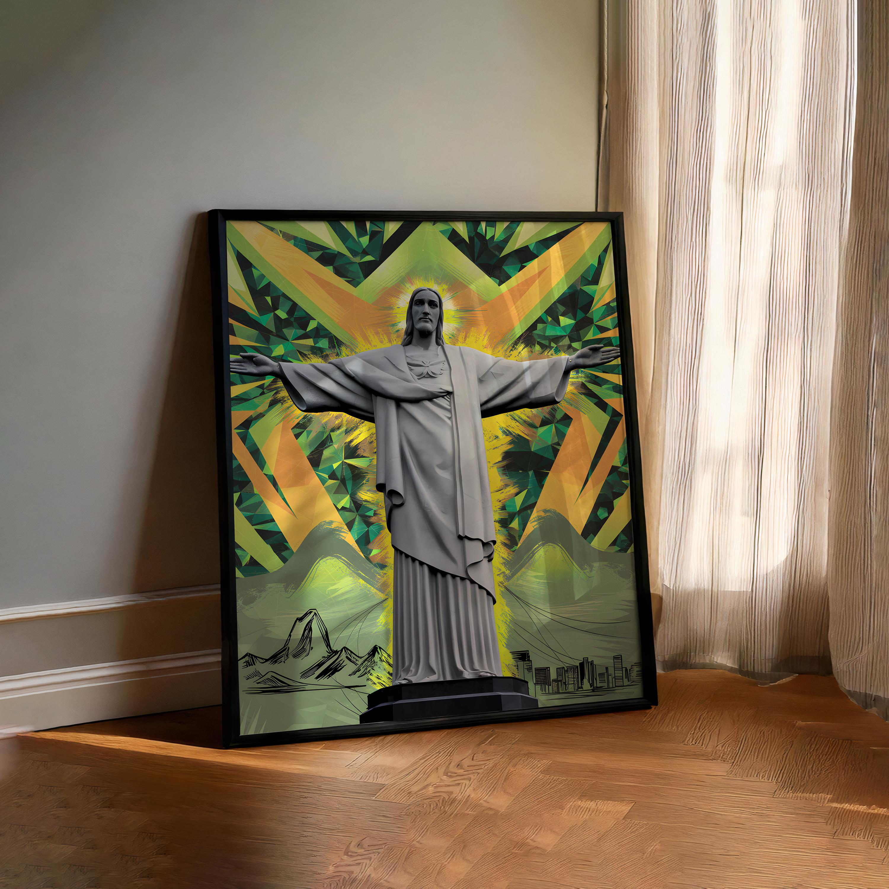 Christ the Redeemer Digital Wall Art - Abstract Brazil Poster - Rio De ...