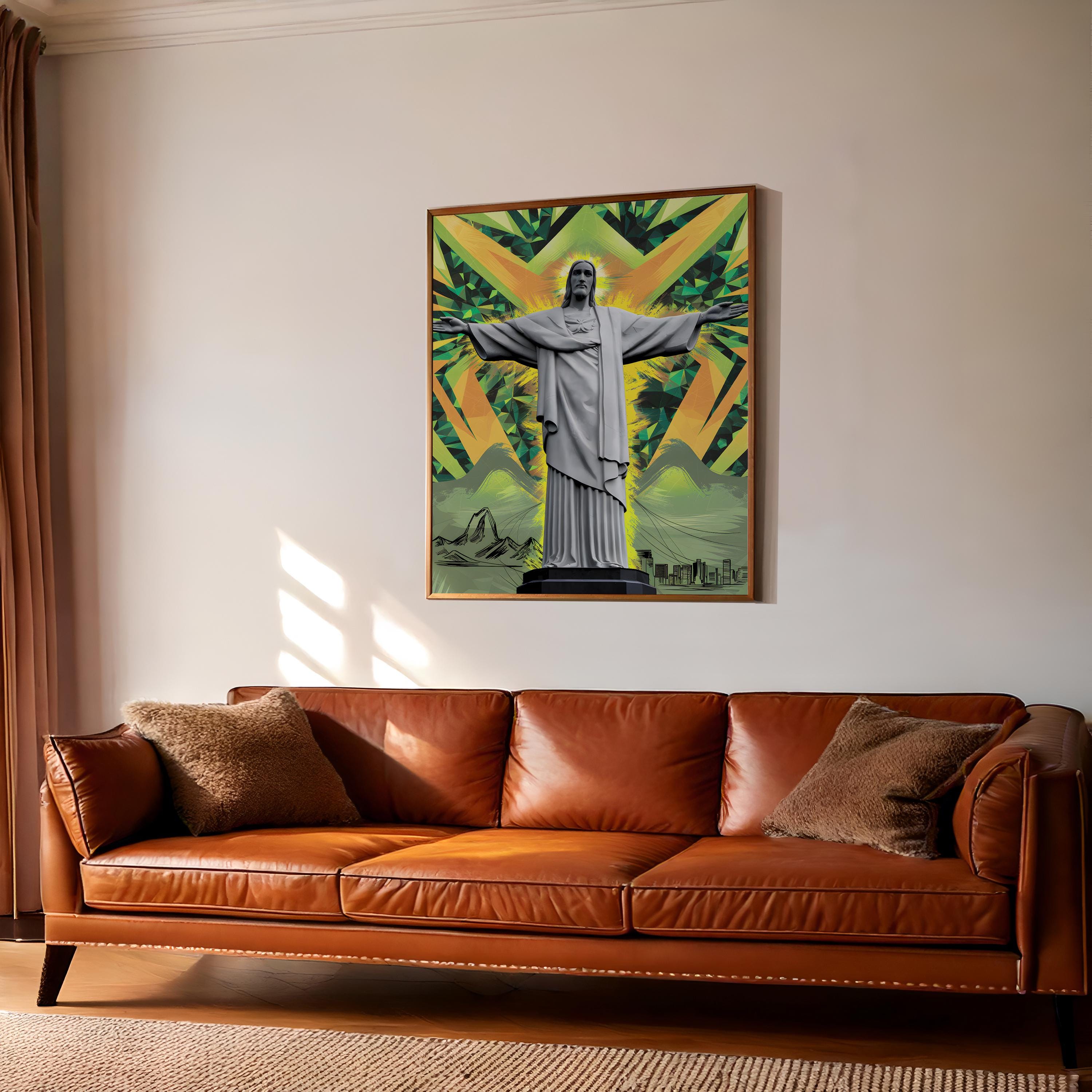Christ the Redeemer Digital Wall Art - Abstract Brazil Poster - Rio De ...