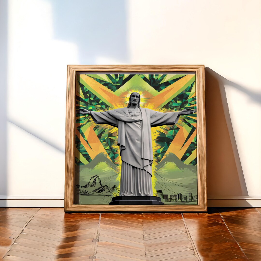 Christ the Redeemer Digital Wall Art - Abstract Brazil Poster - Rio De ...