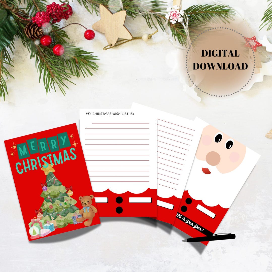 Printable Christmas Wish List Card, New Year Card, Holiday Wish List ...