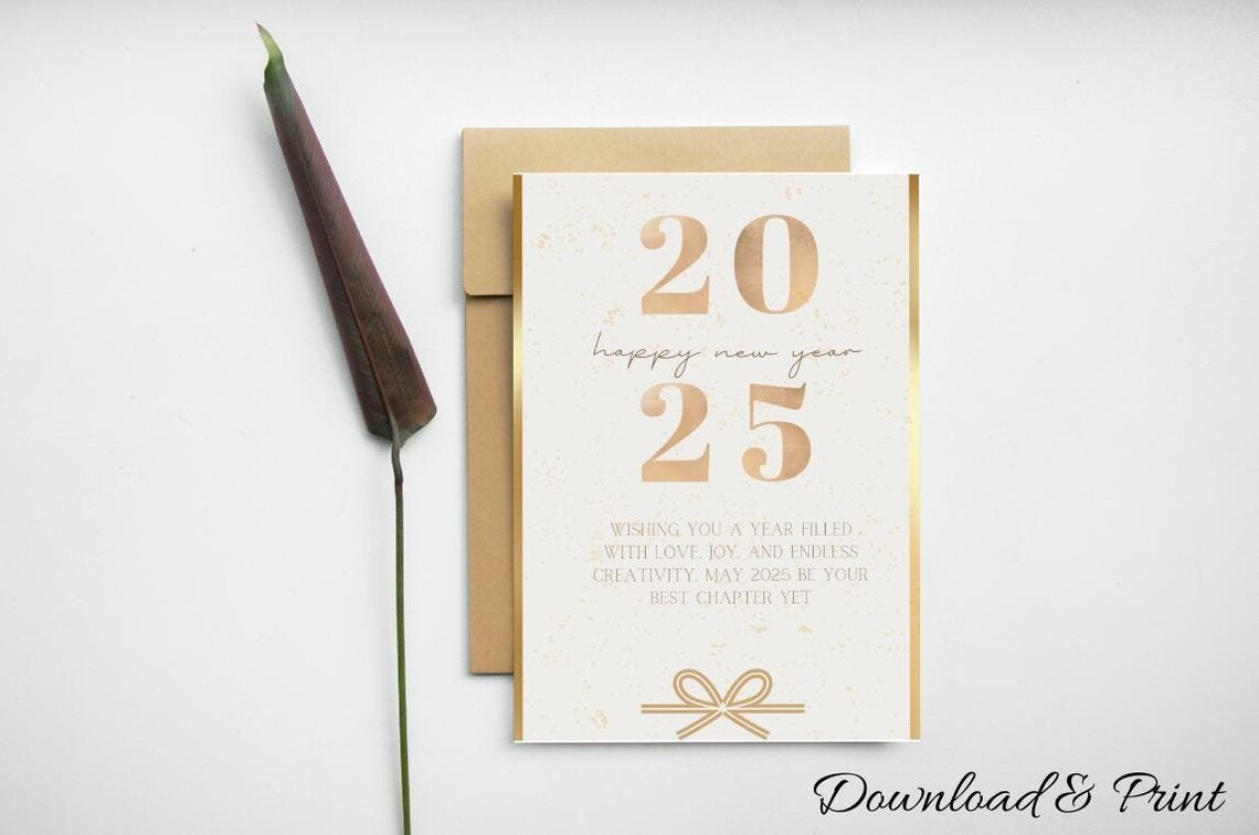 Printable New Year Card to Print at Home Digital Card 2025 - Etsy