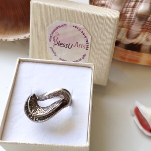 Shell Sea Waves Sterling Silver Sculptured Textured Artsy Mod Ring ...