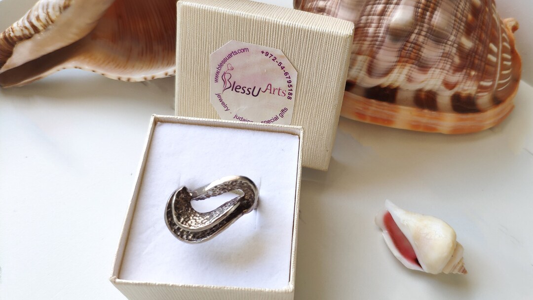 Shell Sea Waves Sterling Silver Sculptured Textured Artsy Mod Ring ...