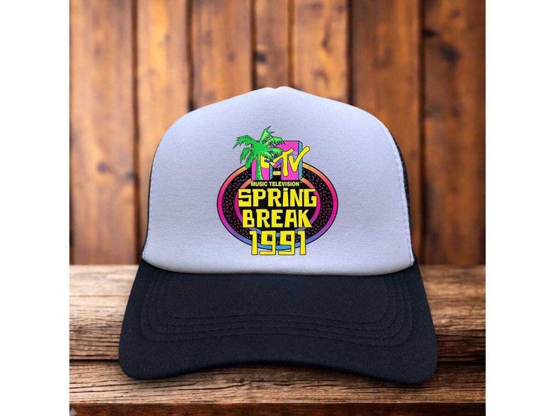MTV Spring Break 1991 Retro Unisex Trucker Hat Black Snapback Nostalgic ...