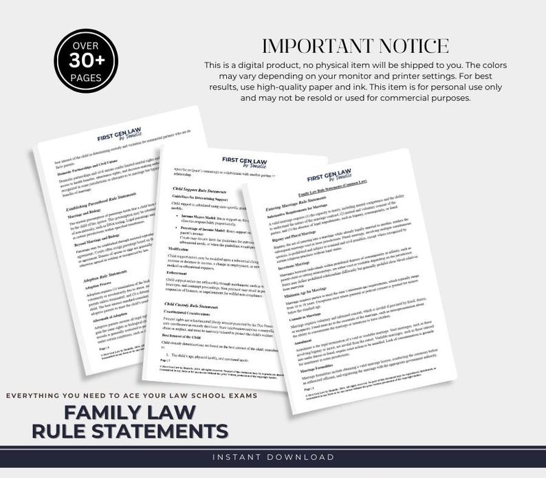 FAMILY LAW - Complete Rule Statements for Law School Exam Prep - Clear ...