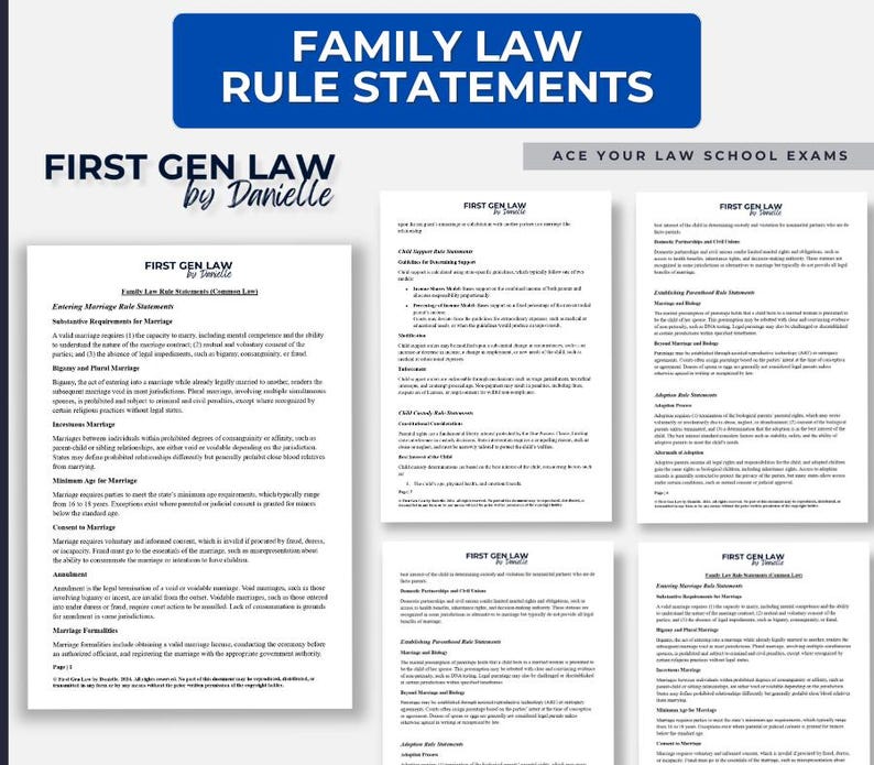 FAMILY LAW - Complete Rule Statements for Law School Exam Prep - Clear ...