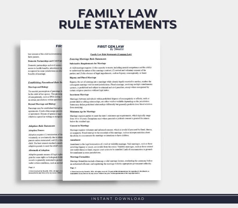 FAMILY LAW - Complete Rule Statements for Law School Exam Prep - Clear ...