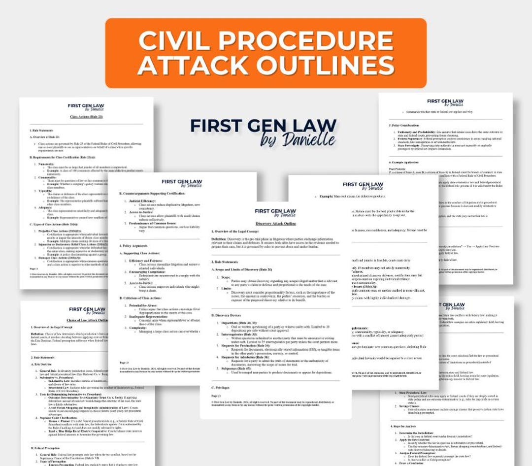 CIVIL PROCEDURE - Complete Law School Exam Attack Outlines - Rule ...
