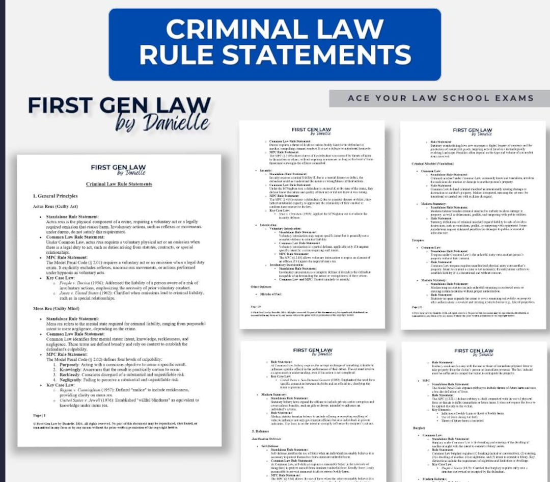 Criminal Law Rule Statements for Law School Exam Prep (PDF) - Etsy