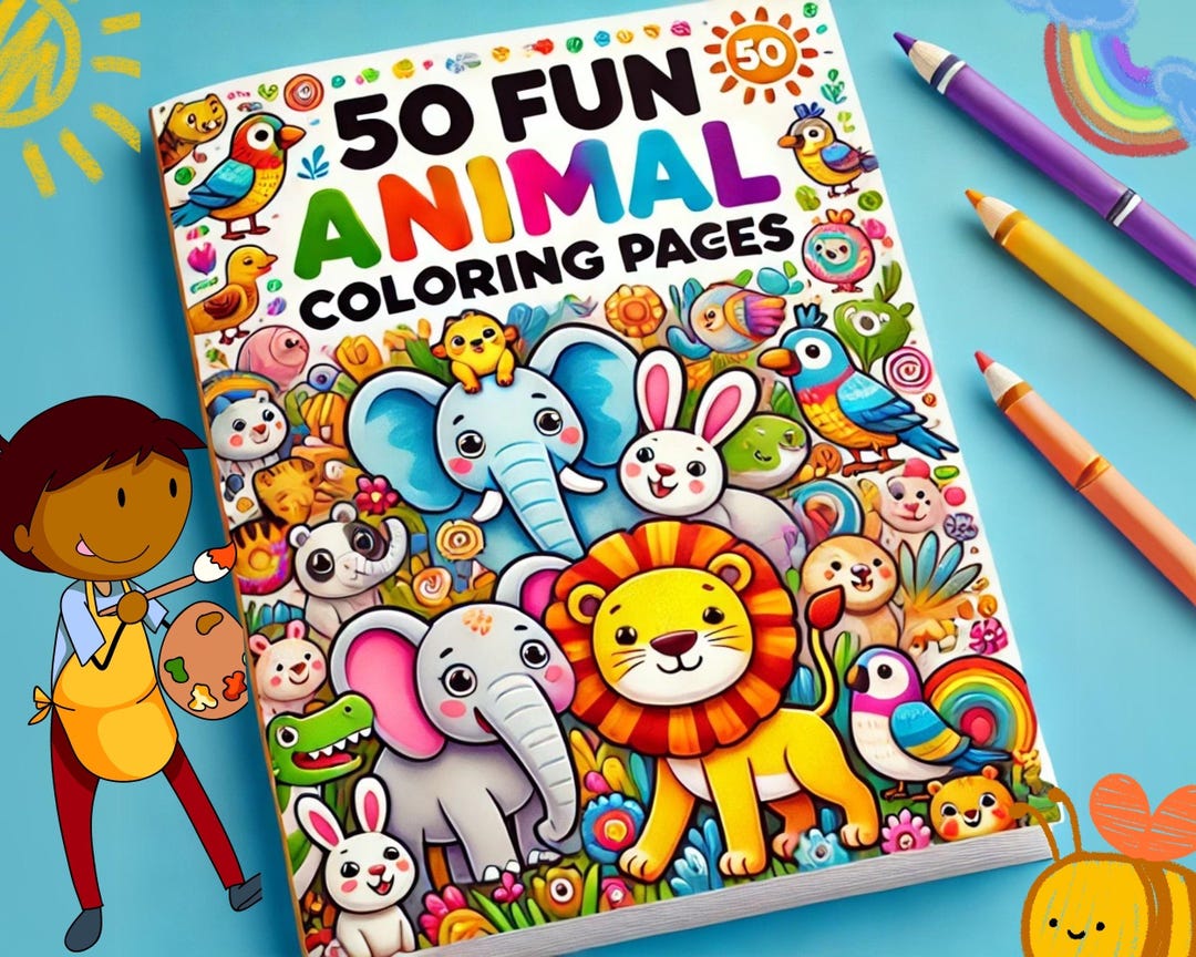 50 Fun and Adorable Animal Coloring Pages A4 PDF Printable for Kids - Etsy