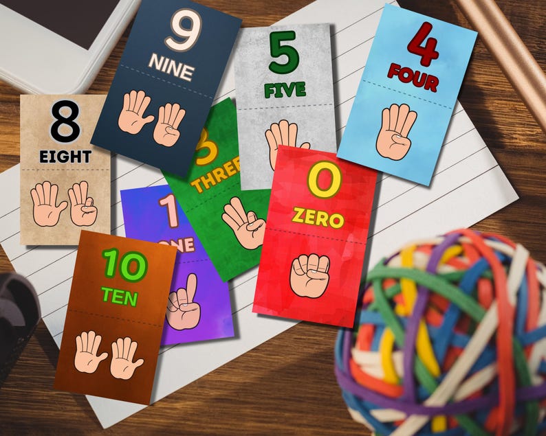 Printable Flashcards for Numbers 0-10 Number Recognition Hand and Word ...