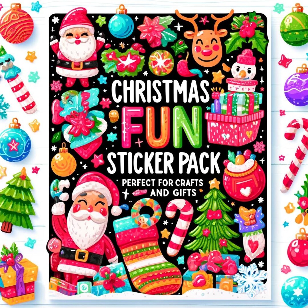 50 Printable Christmas Stickers Festive Holiday Sticker Collection for ...