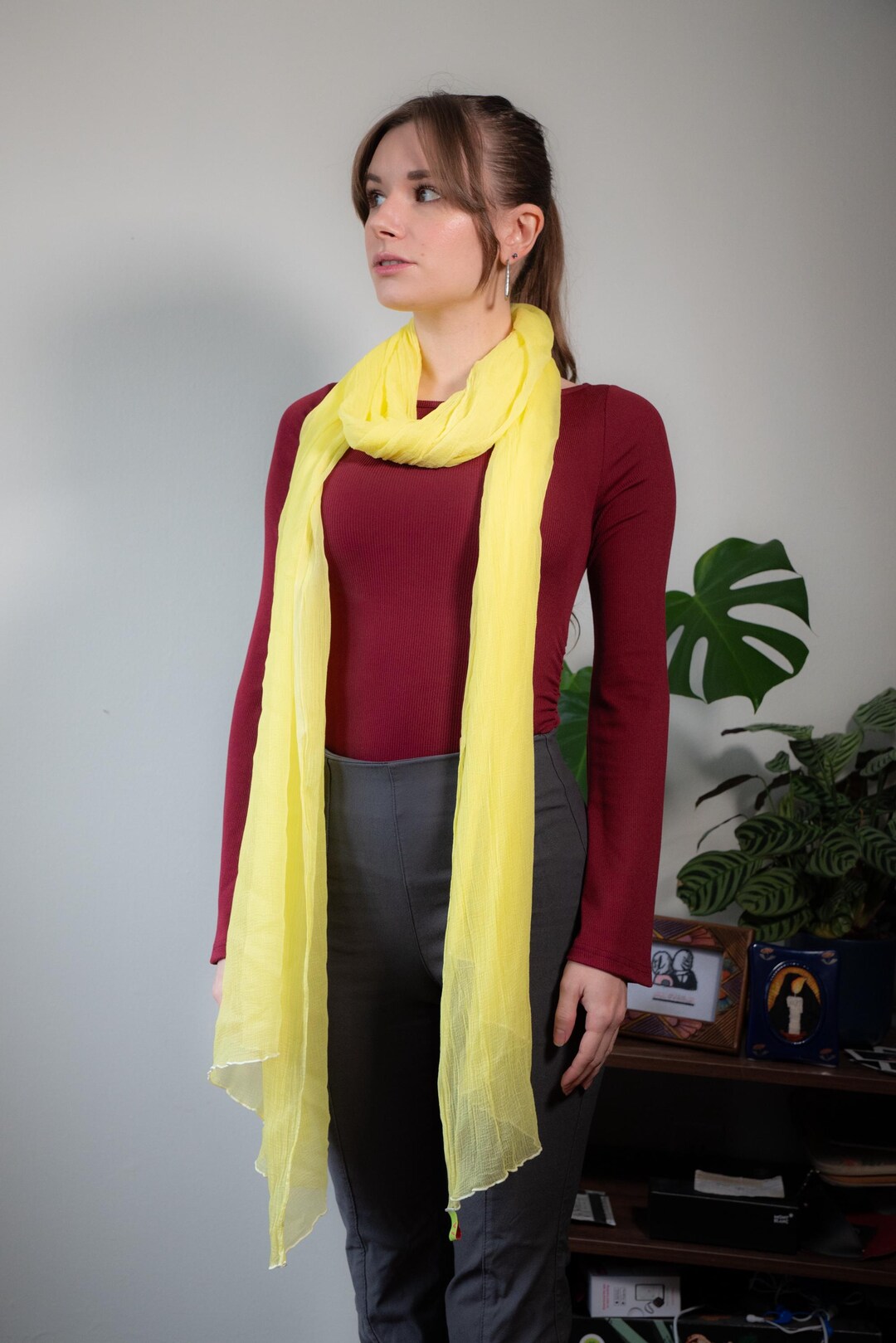 Vintage Indonesian Biasa Neon Yellow Scarf - Etsy