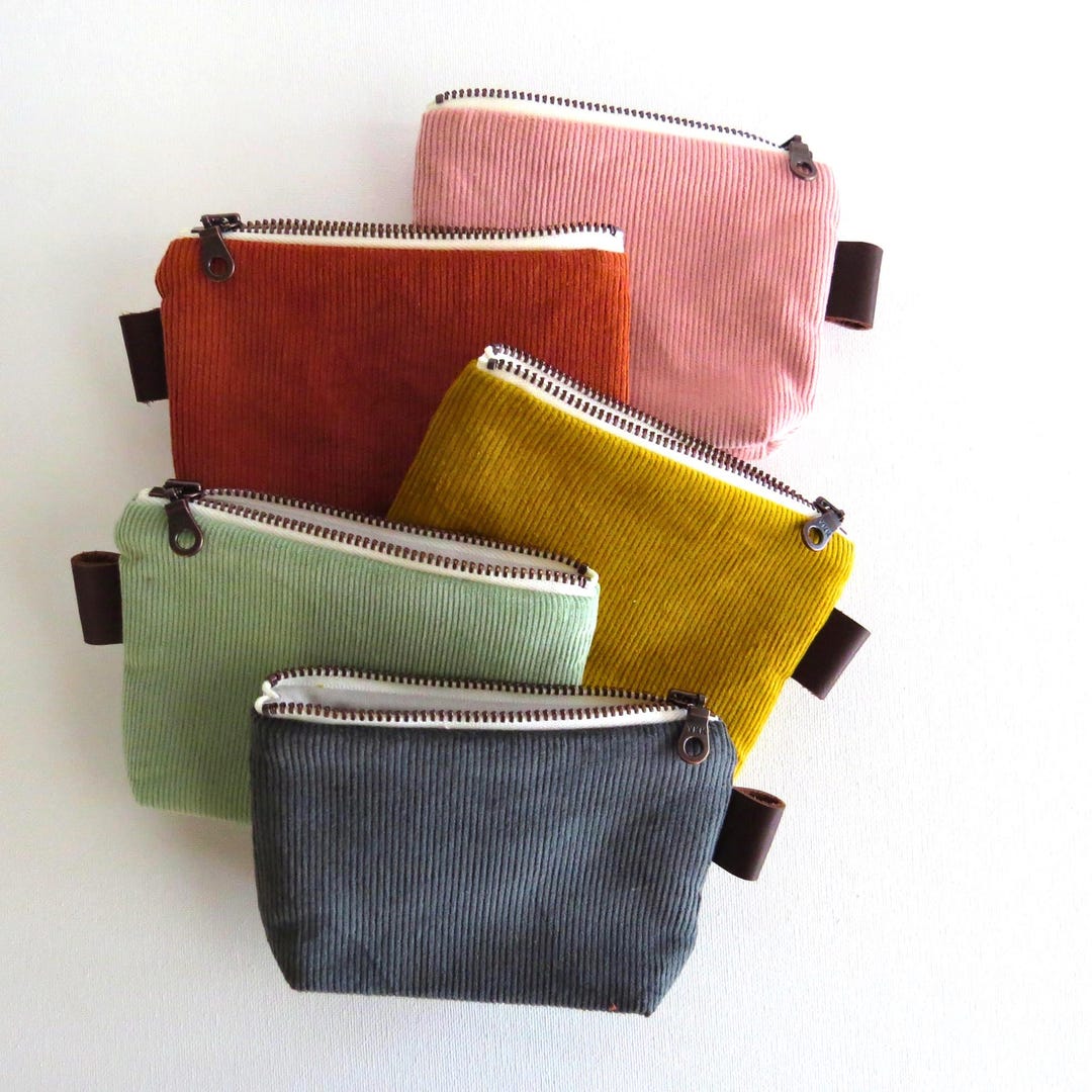 Rainbow Corduroy Mini Zip Bag • Zipper Bag •handmade Makeup Case • Tiny ...