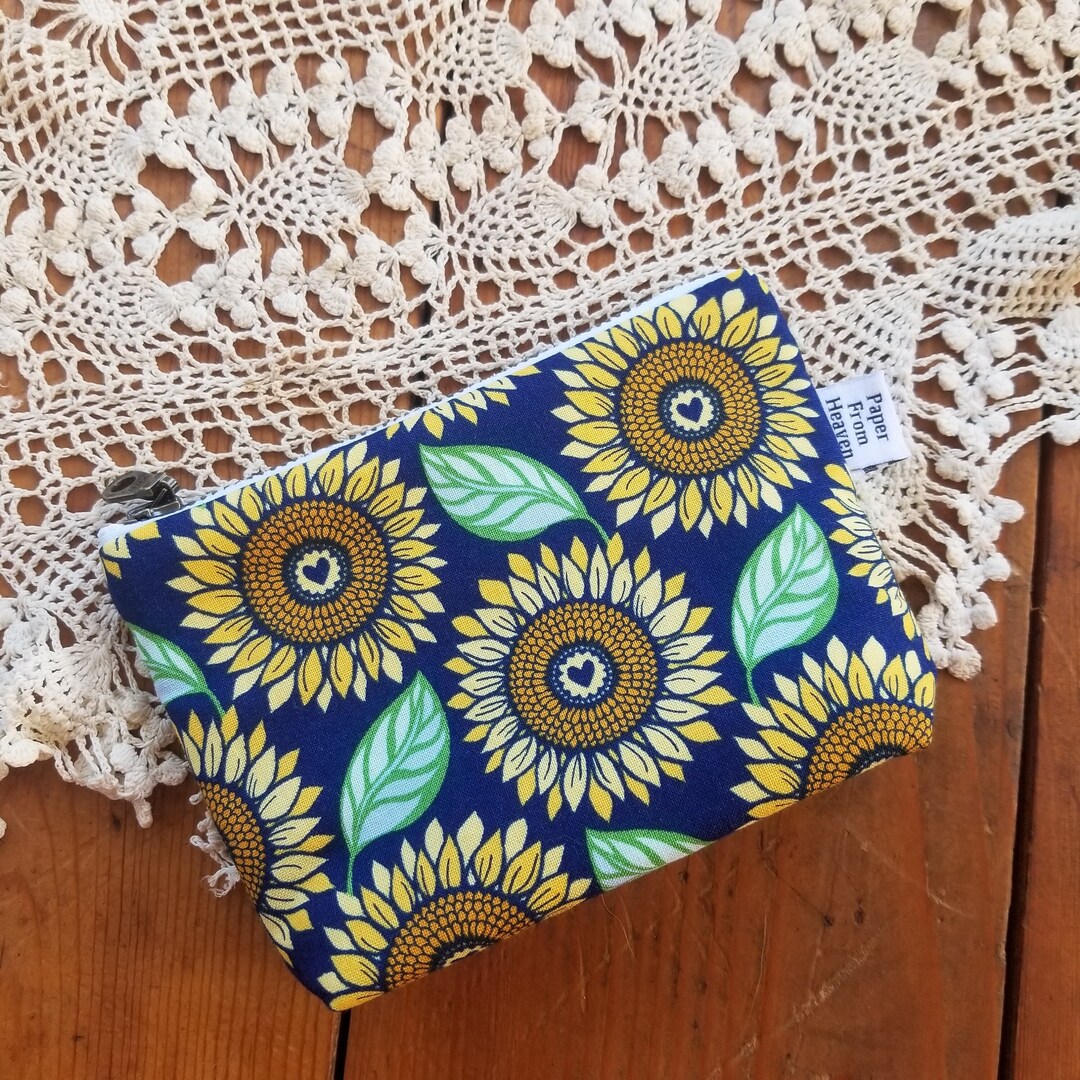 Sunflower Mini Zip Bag Essential Oil Flower Zipper Pouch Gold Floral ...